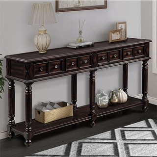 Distressed black console table solid wood entryway table 2 drawers sofa ...