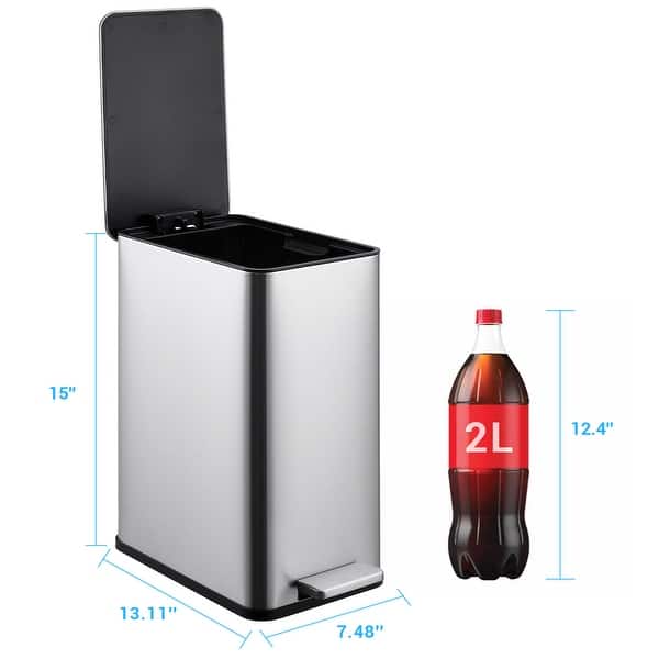 10 Liter / 2.6 Gallon Small Bathroom Step Trash Can with Lid - Bed Bath ...