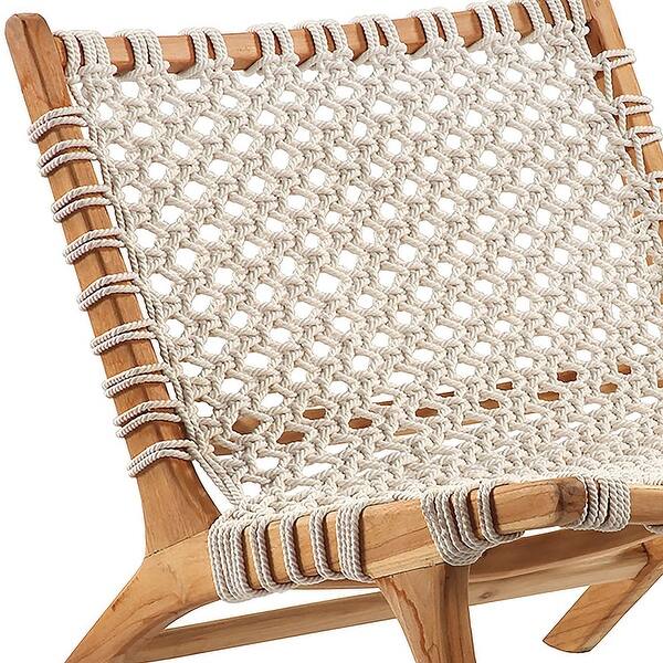 Maru Cotton Teak Upholstered Occasional Chair, White - Bed Bath ...