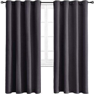 Pro Space Blackout Grommet Top Curtains,2 Panels, 52" W x 95" L,Dark ...