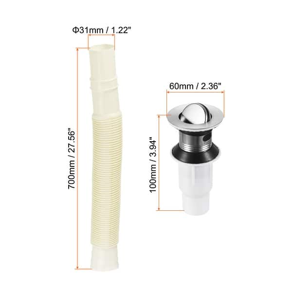 2 Set Flip Cover Drain Stopper Strainer w 70cm Pipe for Wash Basins ...