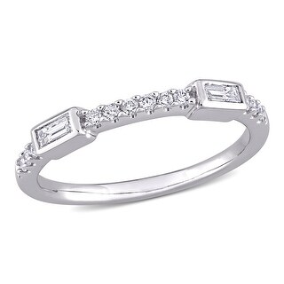 Miadora 1/4ct TW Parallel Baguette and Round Diamonds Semi-Eternity ...