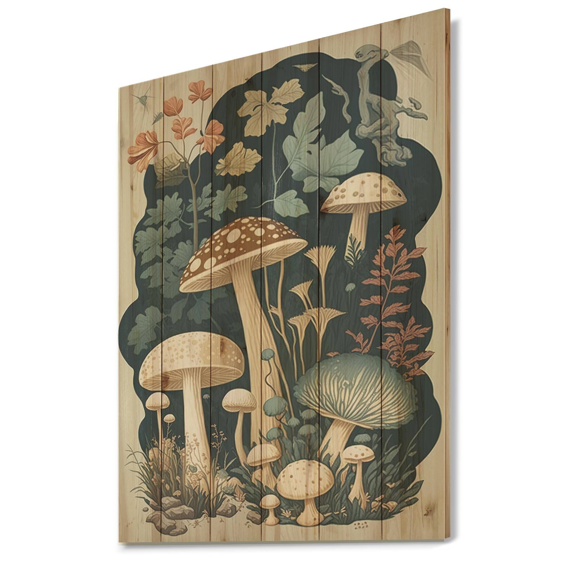 Designart Vintage Mushrooms Amanita Muscaria Iii Landscape Forest