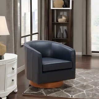 Leather Wood Base Swivel Chair - Bed Bath & Beyond - 38987306