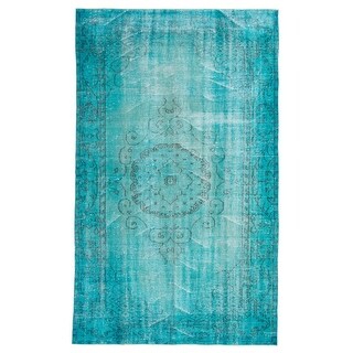 ECARPETGALLERY Hand-knotted Color Transition Turquoise Wool Rug - 5'9 x ...
