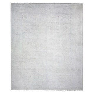 Shahbanu Rugs Feather White Hand Knotted Peshawar with Washed Out Faded ...