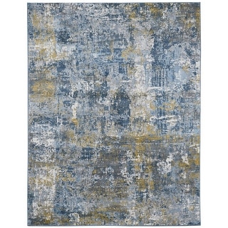 Crataria Ina Gold/Blue Polyester Blend Area Rug - Bed Bath & Beyond ...