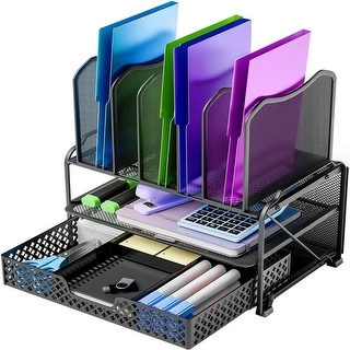 Mesh Desk Organizer with Sliding Drawer Black - Bed Bath & Beyond ...
