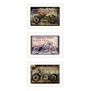 Set Of Three Classical Motorcycle Collection 3-Piece 1 White Framed ...