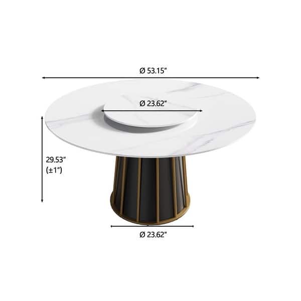 Modern 53" Round White Dining Table for 6 Person Marble Top Gold ...