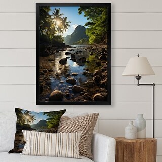 Designart "American Samoa Landscape" Beach Framed Wall Art Living Room ...
