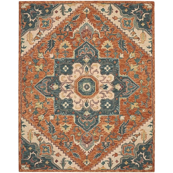 Nourison Bahari Hand-tufted Orange Persian Medallion Wool Area Rug - On ...