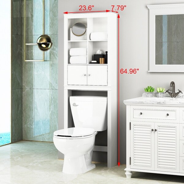 Spirich Home Bathroom Shelf Over The Toilet with 4 Cubbies Bathroom Cabinet Organizer Over Toilet Space Saver Cabinet Storage On Sale Bed Bath Beyond 31672997