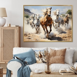Designart "Cowboy Wild Mustangs Cowboys" Cowboys Framed Canvas Art ...