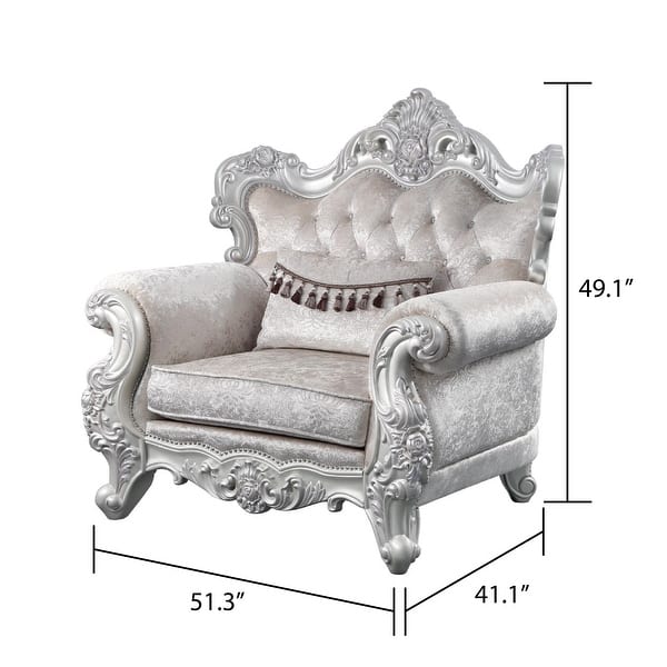 Melrose Traditional Style Chair Made with Wood & Silver Champagne ...