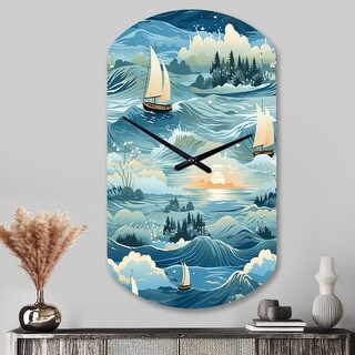 Coastal Tranquility Seaside Landscape - Coastal Large Wall Clock in ...