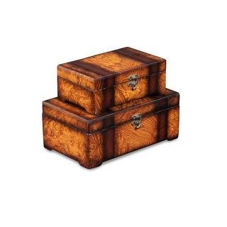 Set of 2 Dark Brown Veneer Storage Boxes 10.5" - Bed Bath & Beyond ...