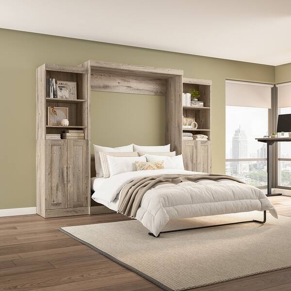 Pur Queen Murphy Bed with Closet Storage Organizers (115W) by Bestar ...