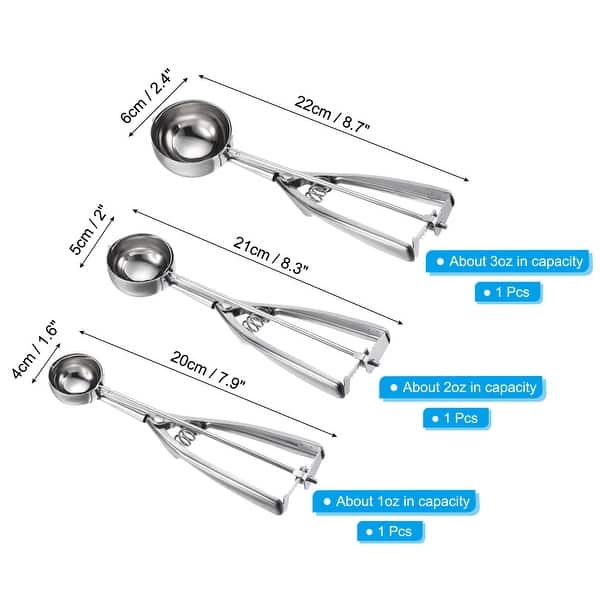 Ice Cream Scoop Set, 3Pcs 1oz/2oz/3oz Portion Cookie Scoop with Trigger ...
