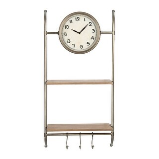 Wall Clock with Shelves and Hooks - Bed Bath & Beyond - 31273146