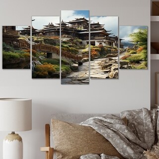 Designart "Asian Art Tibetan Monastery VI" Asian Art Multipanel Canvas ...