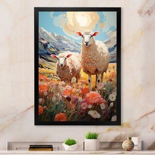 Designart "Sheep Whimsical Grazing" Sheep Framed Canvas Prints - Bed ...