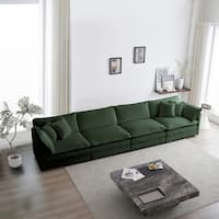 4-seat Straight Row Sofa, Deep Seat Sofa w/ 2 Armrest Pillows & 4 Toss ...