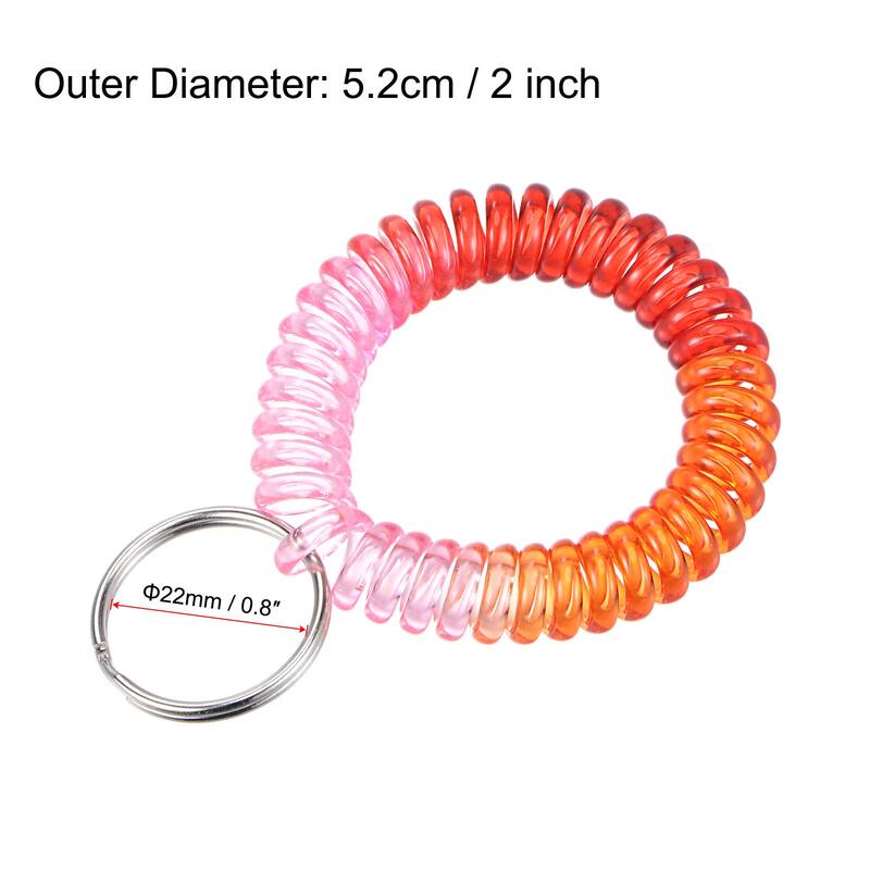 2Pcs Spiral Keychain, Plastic Keyring Wristband Coil Key Holder ...