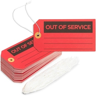 100 Pack Red Out of Service Tags with String, Maintenance Equipment ...