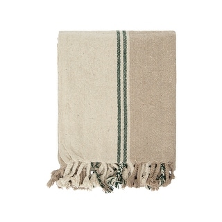 Multicolor Striped Cotton Blend Woven Throw with Fringe - Bed Bath ...