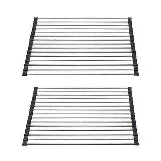 2 Sets Stainless Steel Roll Up Kitchen Over-the-Sink Drying Rack - Bed ...