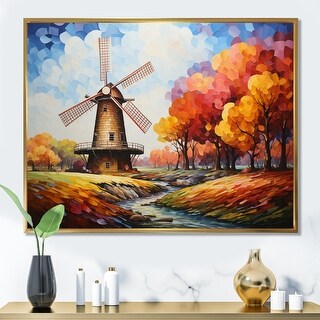 Designart "Mill Wind Harmonic Rotation" Wind Turbines Framed Wall Art ...