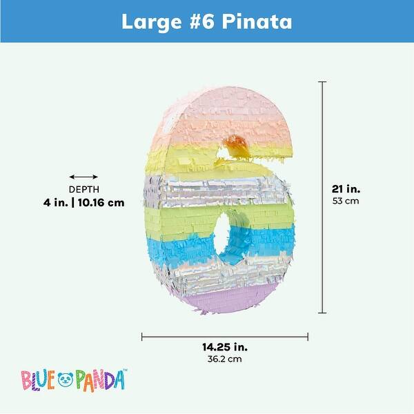 Large Number 6 Pinata for Girl's 6th Birthday Party Decorations ...