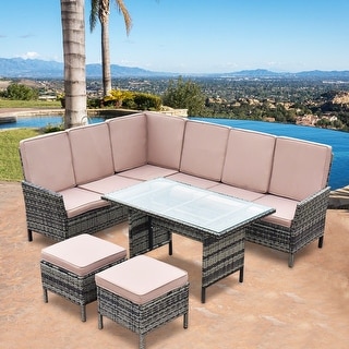 Costway 5PCS Patio Wicker Rattan Furniture Set Sofa Ottoman Garden - Bed Bath & Beyond - 16629809