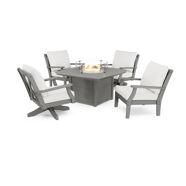 Polywood Braxton 5 Piece Deep Seating Set With Fire Table Bed Bath