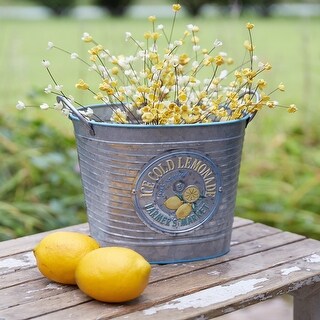 Ice Cold Lemonade Galvanized Bucket - 11¼''W x 7''D x 9''H - Bed Bath ...