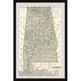'Gray Alabama Map' Framed Painting Print - Bed Bath & Beyond - 33068922