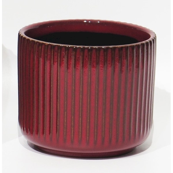 Red Striped Ceramic Planter - Bed Bath & Beyond - 36882067
