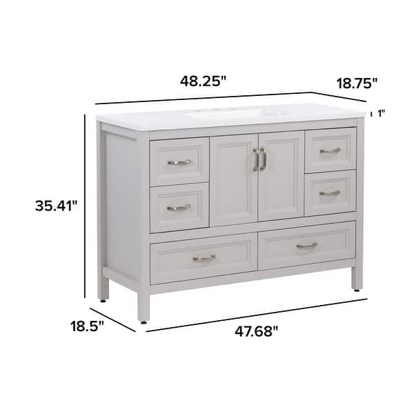 Spring Mill Cabinets 48" Destan Bathroom Vanity With 2-Door Cabinet, 6 ...
