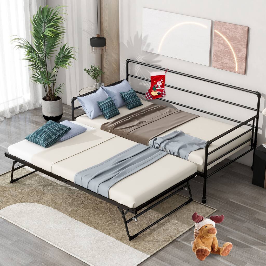 Twin Daybed With Pop Up Trundle Sofa Bed for adults for Living Room ...