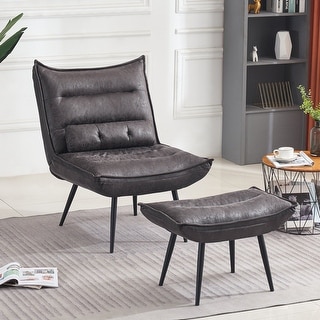 MCombo Modern Chair with Ottoman, Bronzing Fabric Upholstered Leisure ...