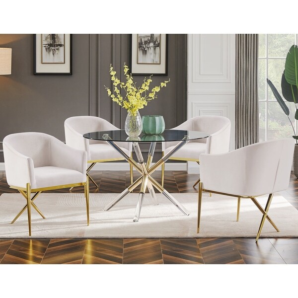 Best Master Furniture Sheryl 5 Piece Round Dining Set Gold On Sale Bed Bath Beyond 35571597