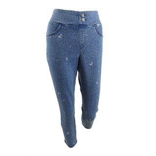 HUE Women's High-Rise Ditsy Floral-Print Denim Skimmer Leggings (S ...