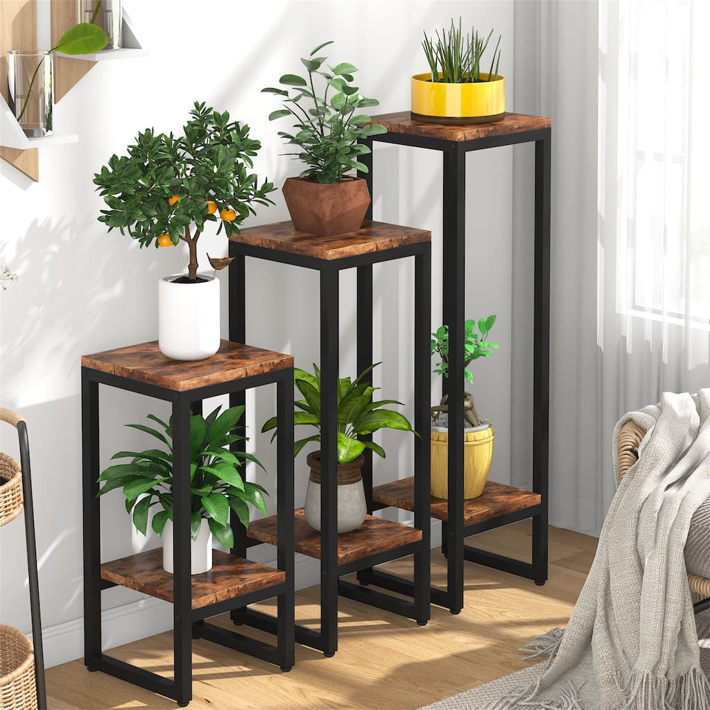 Sets of 3 Plant Stand,Indoor Outdoor Tall Plant Table - Overstock ...