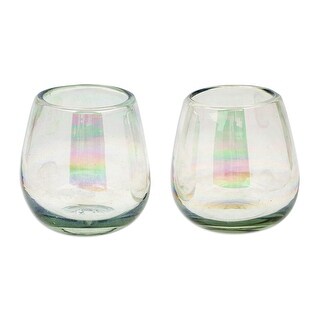 Novica Handmade Ethereal Joy Handblown Recycled Stemless Wine Glasses ...