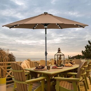 Ainfox 10ft Patio Umbrella with Lights without Base Outdoor Solar ...