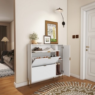 Modern MDF Shoe Storage Cabinet with Flip-up Drawers - Bed Bath ...