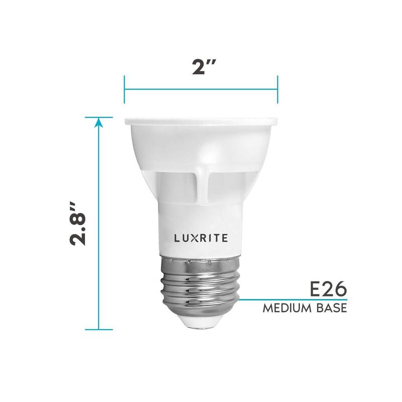 Luxrite PAR16 LED Bulb, 50W Equivalent, 450 Lumens, Dimmable, Enclosed ...