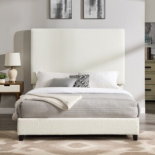 Queen Size Upholstered Platform Bed with Interlocking Plywood Frame ...