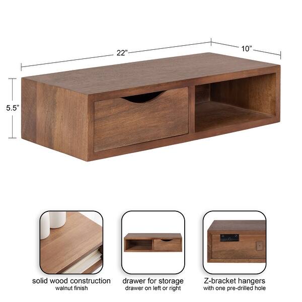 Kate and Laurel Hutton Floating Side Table with Drawer - Bed Bath ...